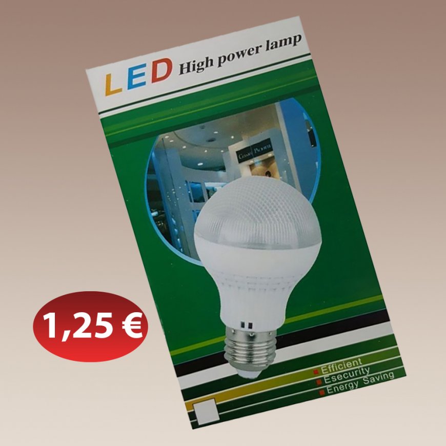 LED λάμπα 9 w. Ε27 λευκή 1,25 €-Ευρω
